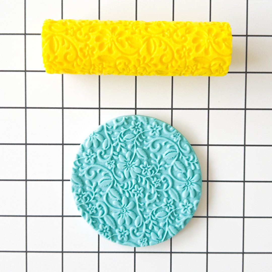 Floral Effect Pattern Rolling Pin Biscuit Cookie Popup Embosser Stamp ...