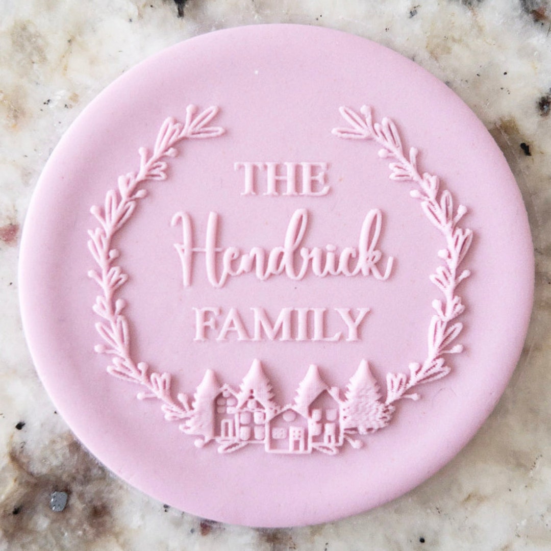 CUSTOM Family Name With Wreath Biscuit Cookie Popup Embosser Stamp ...