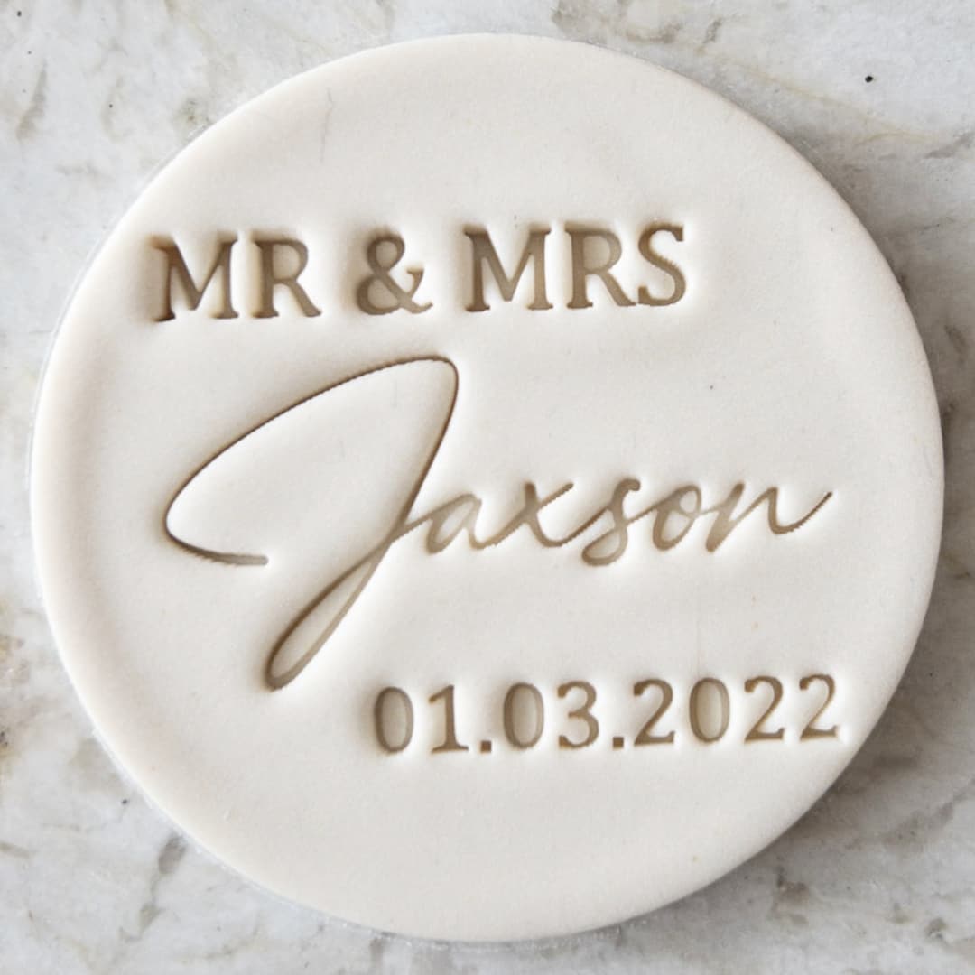 CUSTOM Names Mr and Mrs With Date Cookie Biscuit Stamp (fits M&S ...