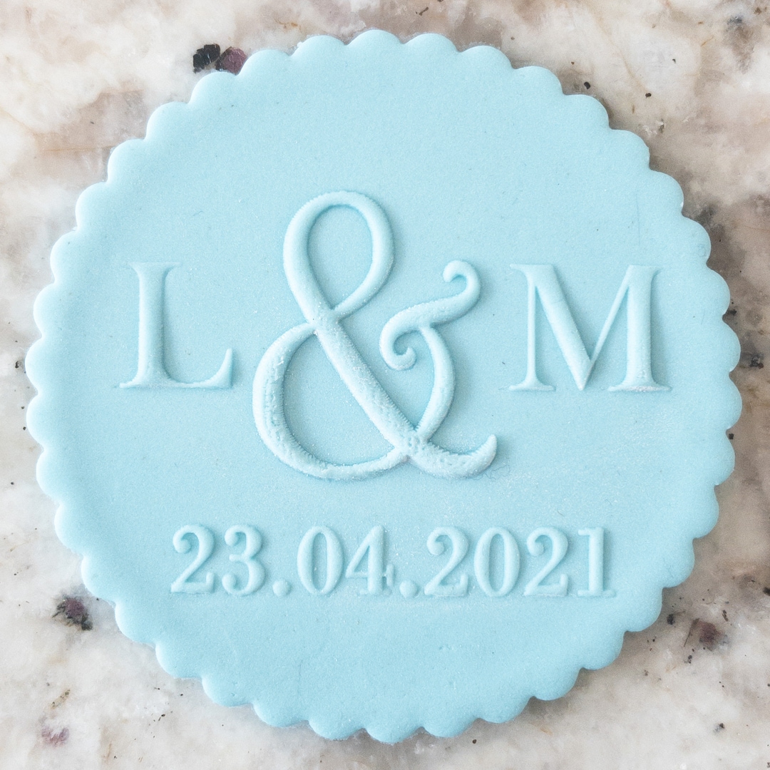 CUSTOM Wedding Initials With Date Biscuit Cookie Popup Embosser Stamp ...