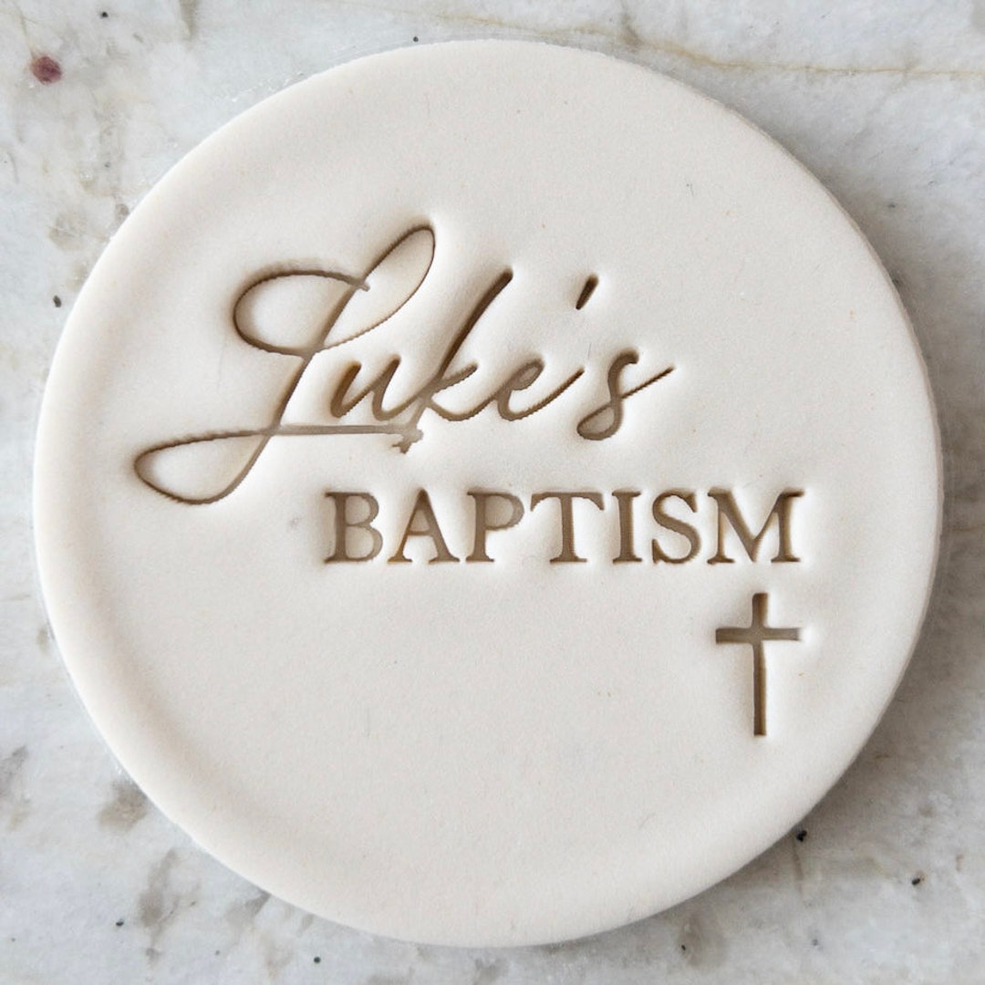 CUSTOM Baptism With Name and Cross Cookie Biscuit Stamp (fits M&S ...