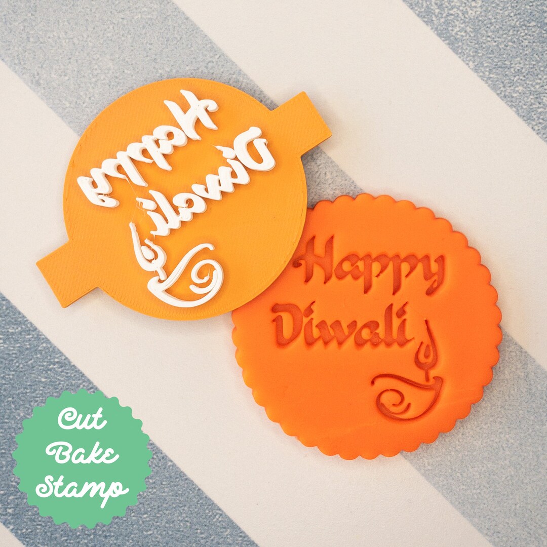 Happy Diwali With Diya Cookie Biscuit Embosser Stamp Hindu - Etsy