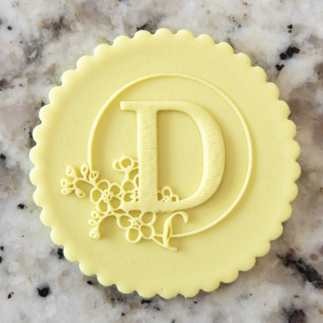 Floral Wreath Alphabet Letter D Popup Embosser Stamp Fondant Cake ...