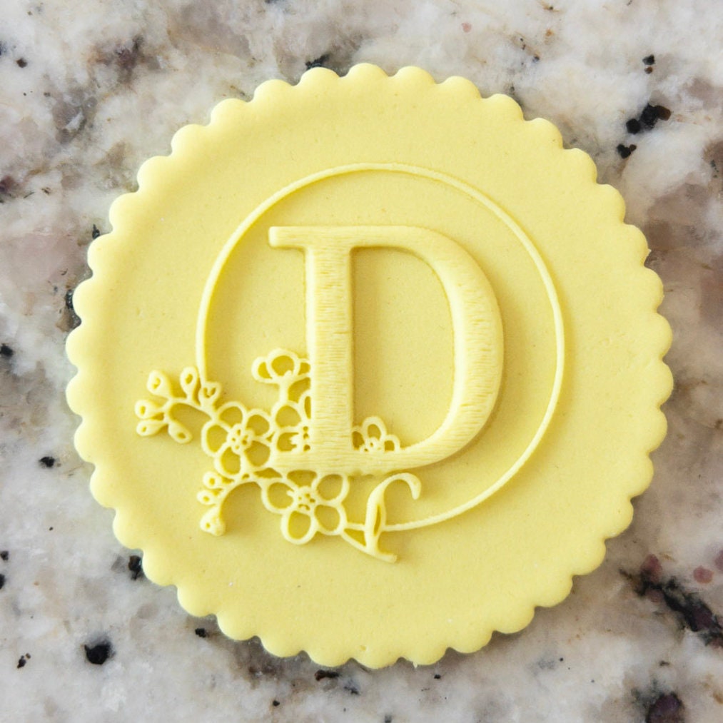 Floral Wreath Alphabet Letter D Popup Embosser Stamp Fondant Cake ...
