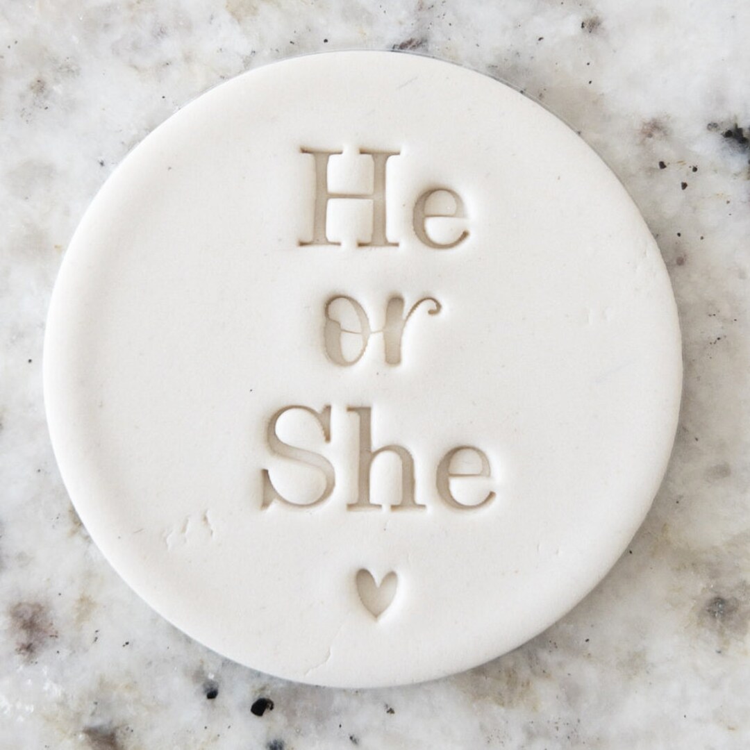He or She With Heart Baby Cookie Biscuit Stamp Fondant Cake Decorating ...