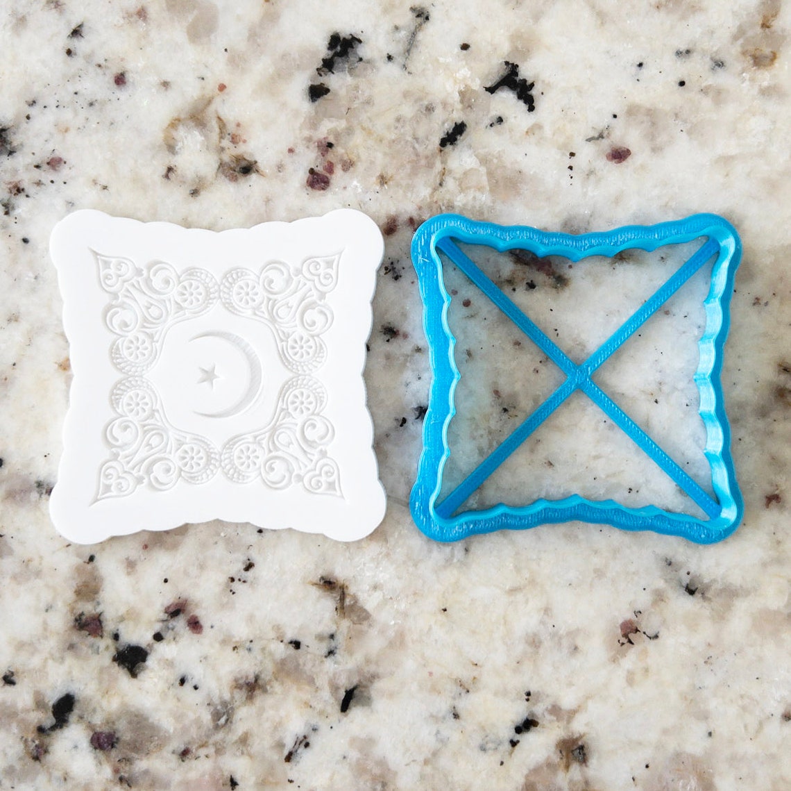 Moon and Star With Decorative Frame Cookie Popup Embosser Stamp ...