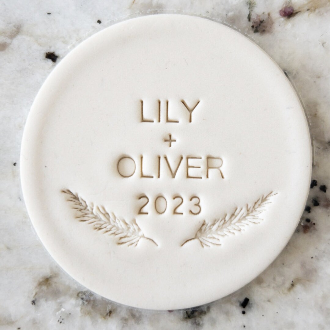 CUSTOM Wedding Names and Year Cookie Biscuit Stamp Fondant Cake ...