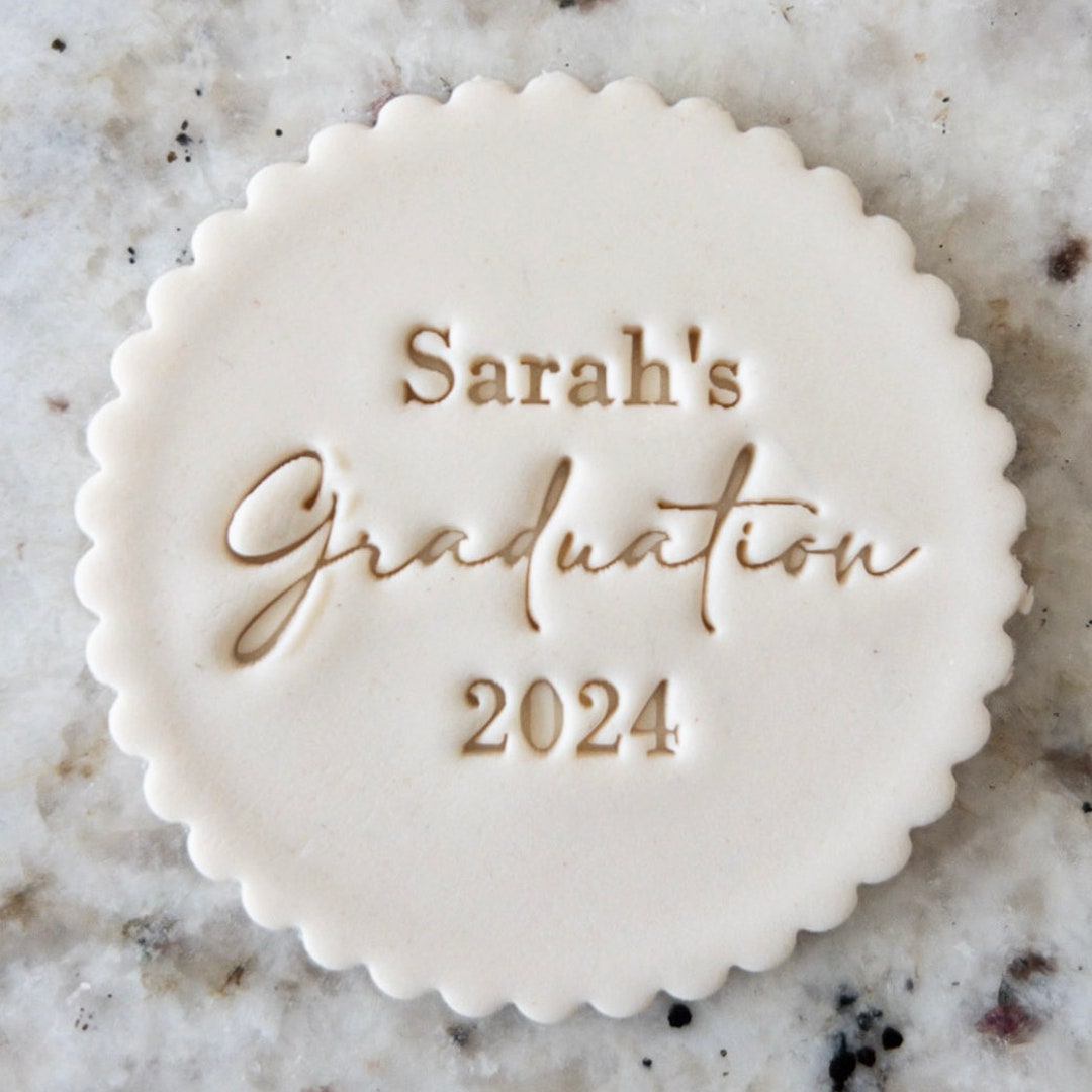 CUSTOM Name Graduation and Date Cookie Biscuit Stamp (fits M&S) Fondant ...