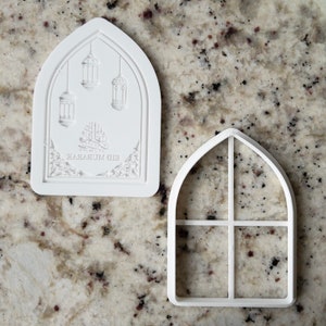 Eid Mubarak With Lanterns and Decorative Frame Cookie Popup Embosser Stamp & Cutter Fondant Cake ...