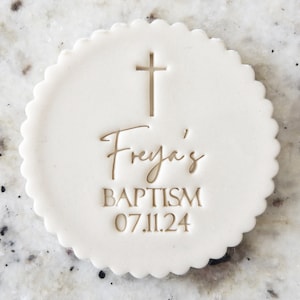 CUSTOM Baptism With Name, Date and Cross 2 Cookie Biscuit Stamp (fits M ...