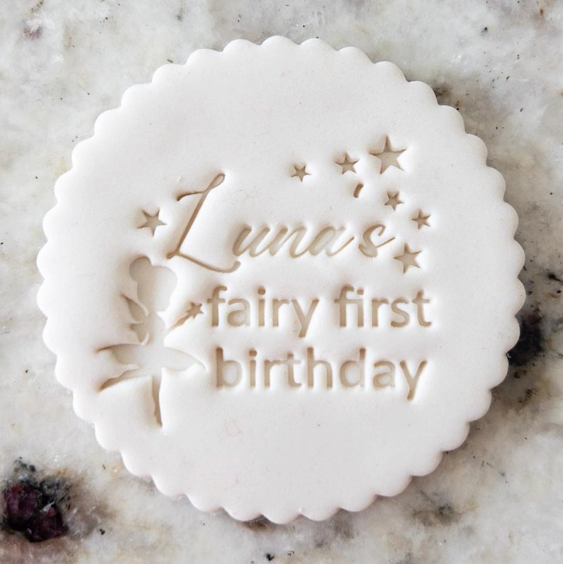 CUSTOM Name Fairy First Birthday Cookie Biscuit Stamp (fits M&S ...