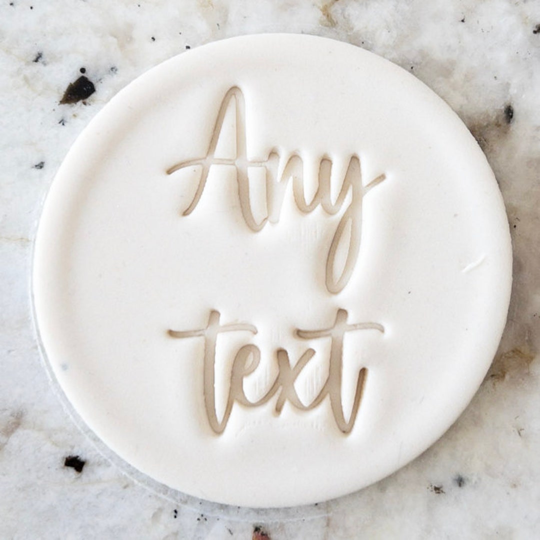 CUSTOM Any Text 6 Cookie Biscuit Stamp (fits M&S) Personalised Fondant ...