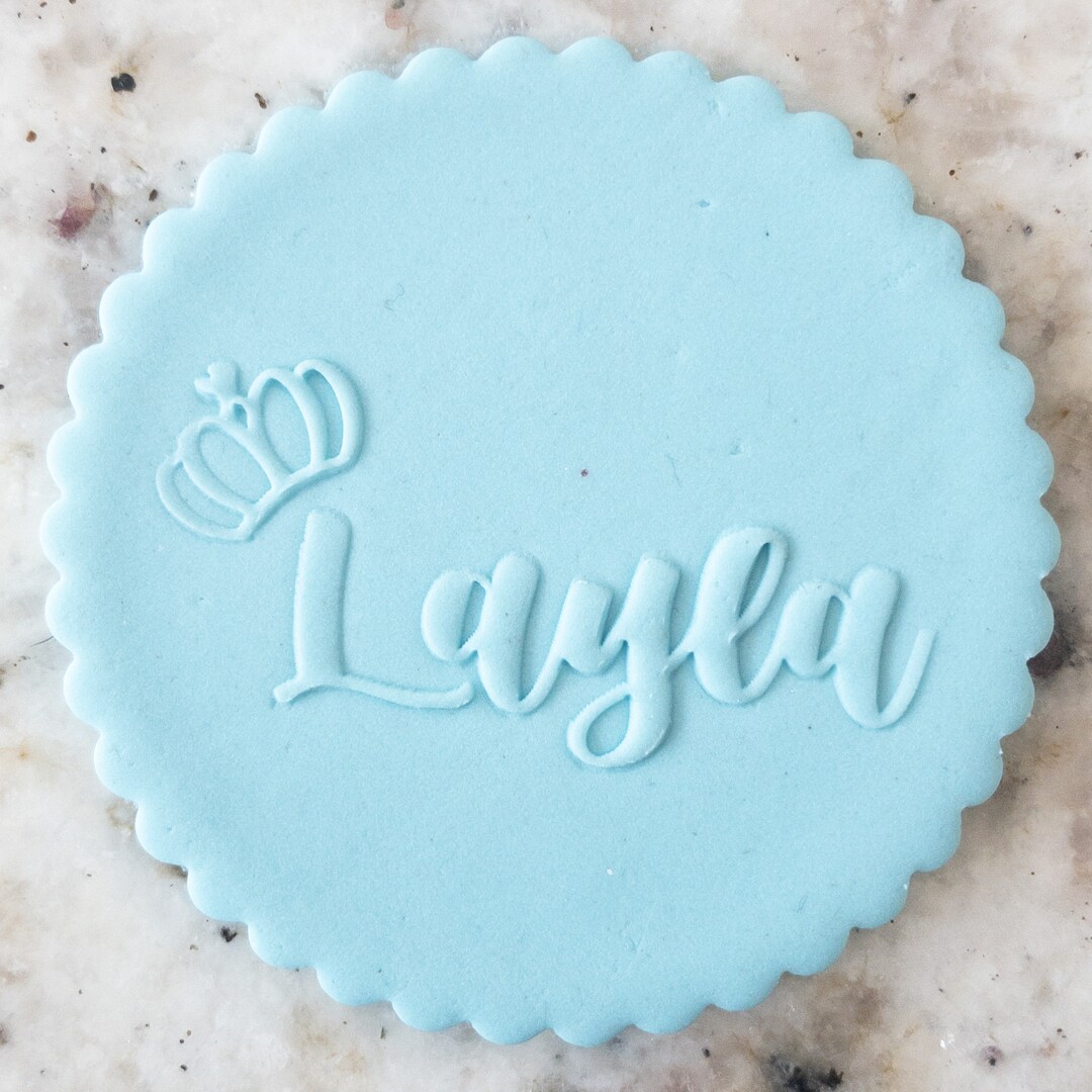 CUSTOM Name With Heart Crown Birthday Biscuit Cookie Popup Embosser ...