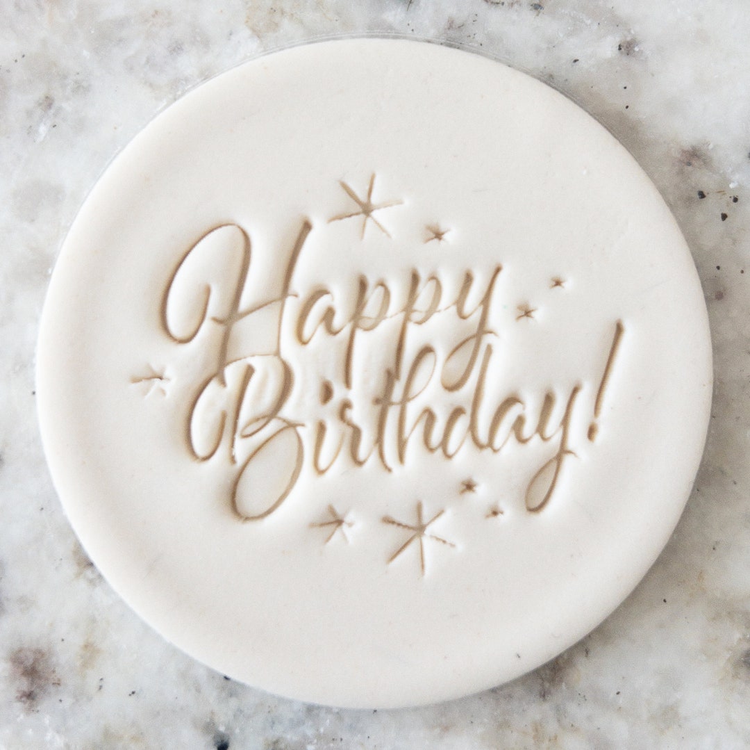 Happy Birthday With Stars Cookie Biscuit Stamp Fondant Cake Decorating ...
