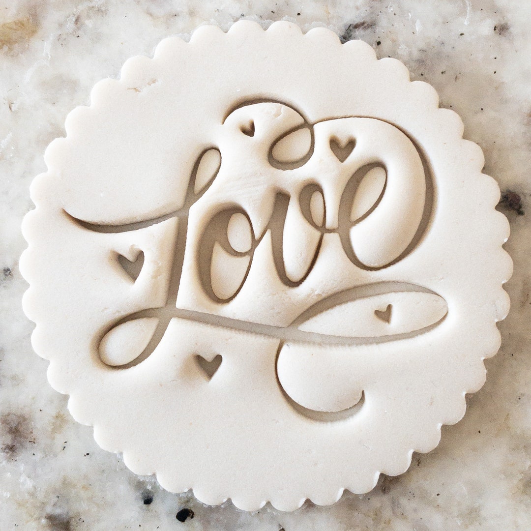 Love Fancy With Hearts Biscuit Stamp Fondant Cake Decorating Icing ...