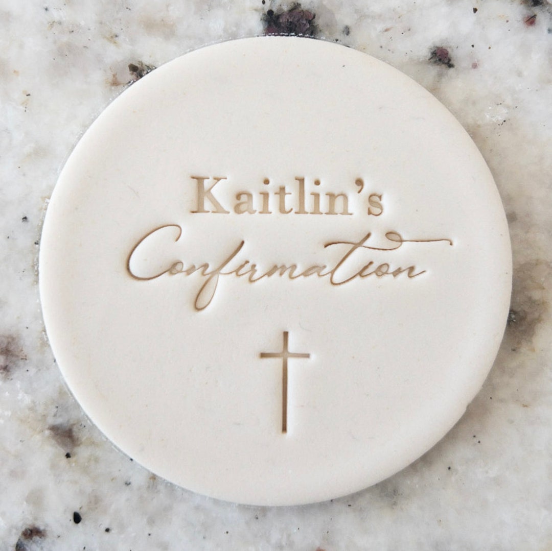 CUSTOM Confirmation Name With Cross Cookie Biscuit Stamp Fondant Cake ...