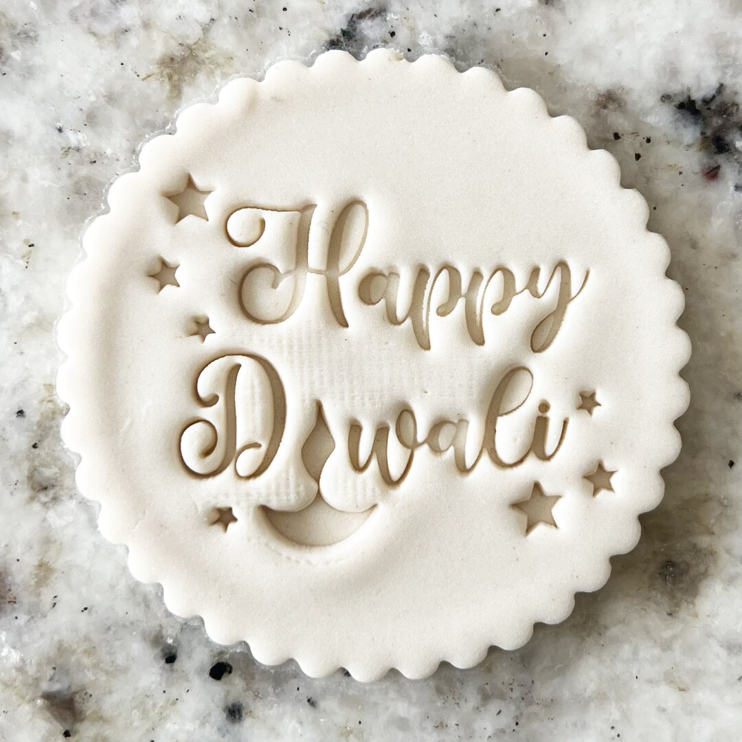 Happy Diwali With Diya and Stars 2 Cookie Biscuit Embosser Stamp Hindu ...