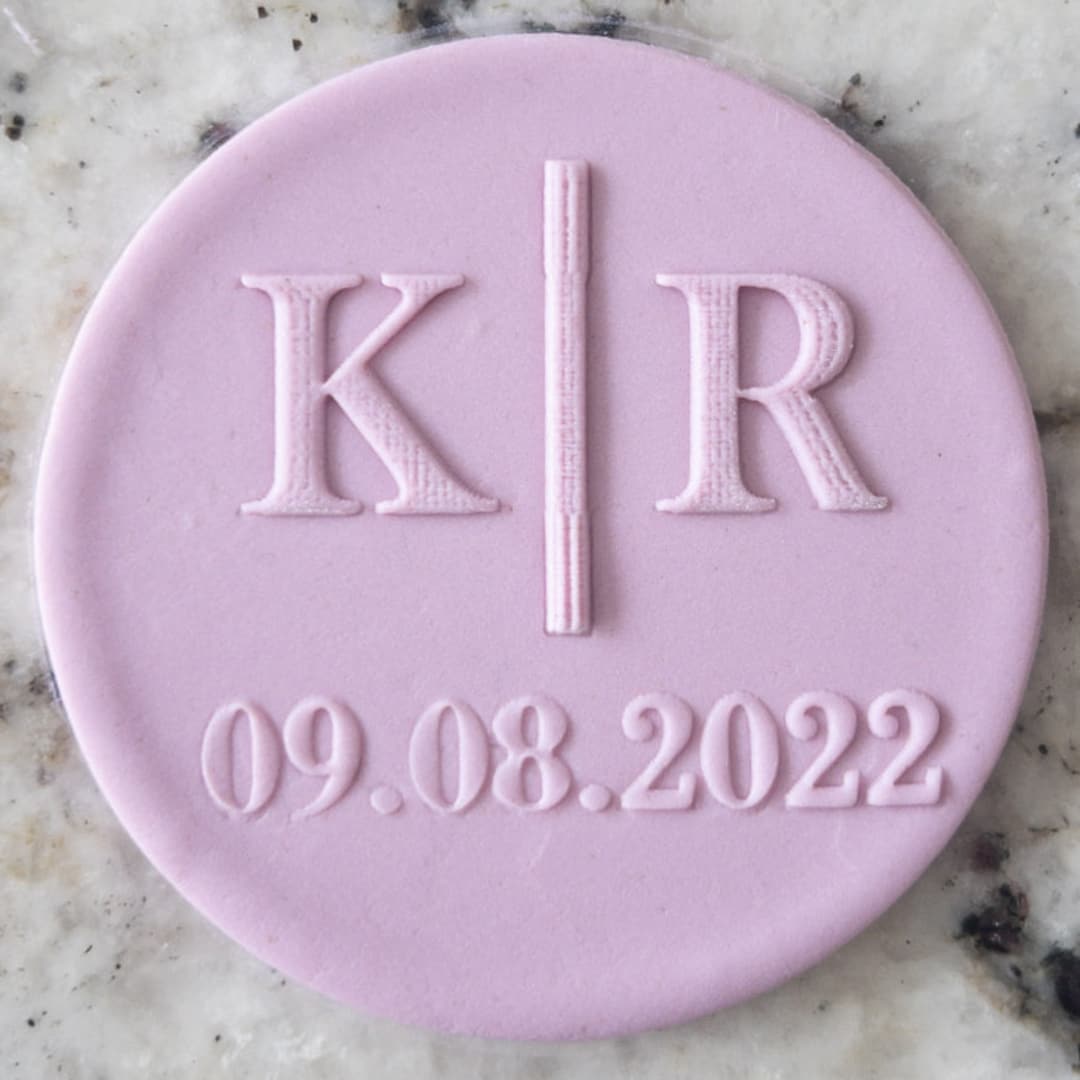 CUSTOM Initials and Date Biscuit Cookie Popup Embosser Stamp Fondant ...