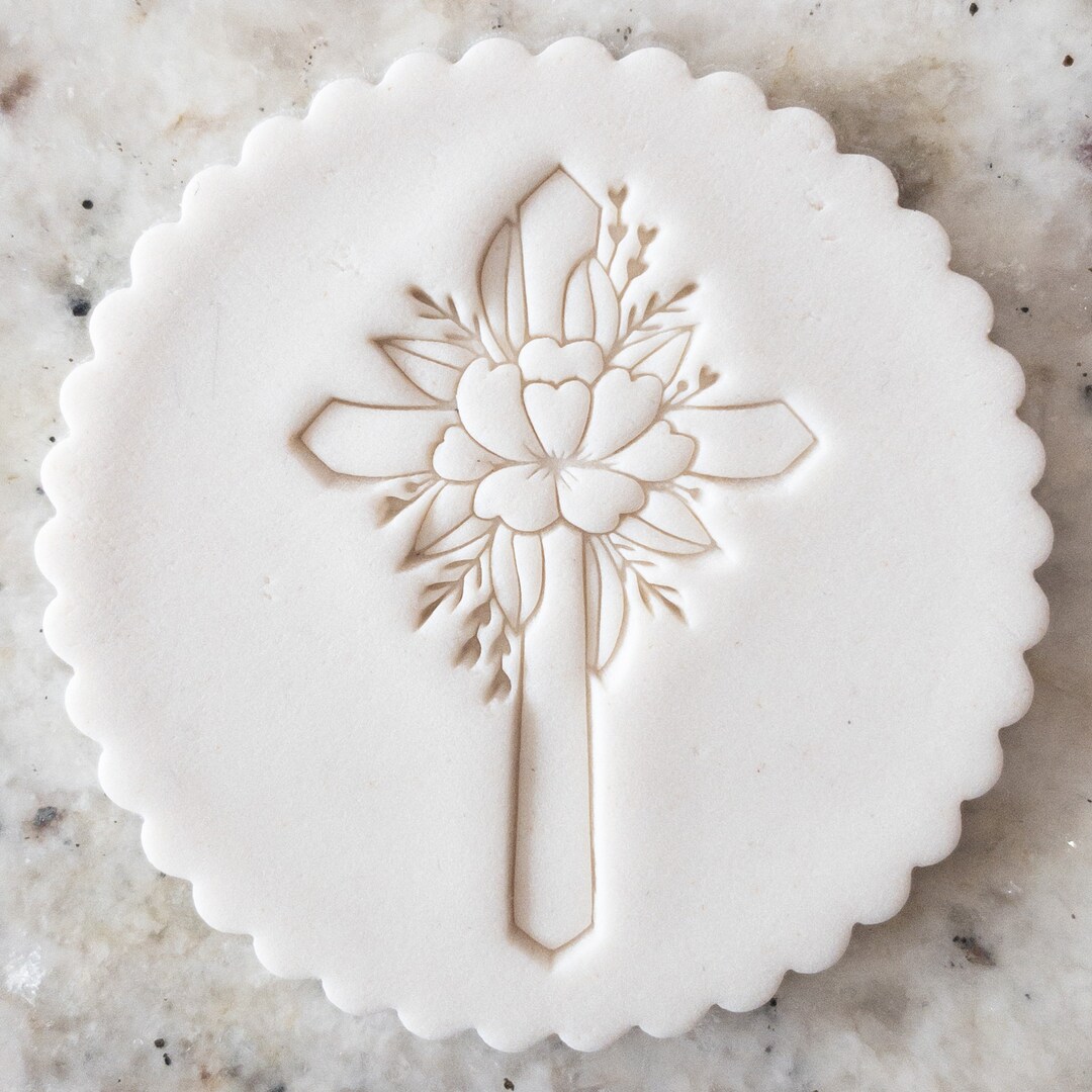 Floral Holy Cross Cookie Biscuit Stamp Fondant Cake Decorating Icing ...