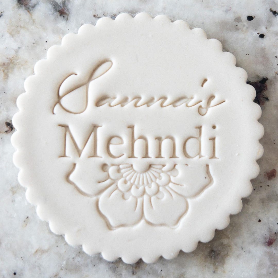 CUSTOM Name Mehndi With Floral Biscuit Stamp (fits M&S) Personalised ...