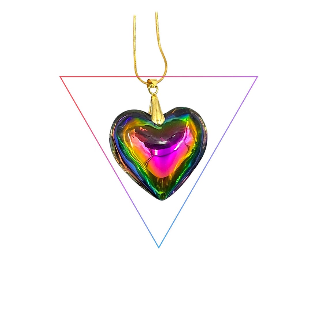 Andara Necklace. Heart Shaped Andara Pendant. Cosmic Andara. Rainbow ...