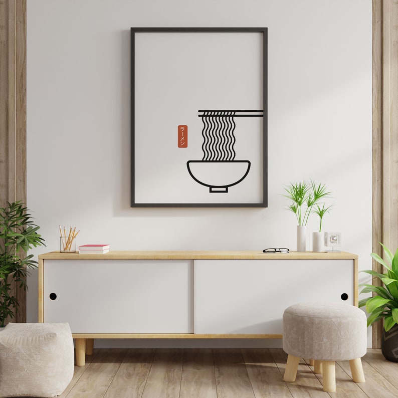 Ramen Bowl Art Print, Kitchen Wall Art Décor, Ramen Room Décor, Digital ...
