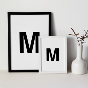 Helvetica Letter M Print | Black and White Minimalist - Etsy