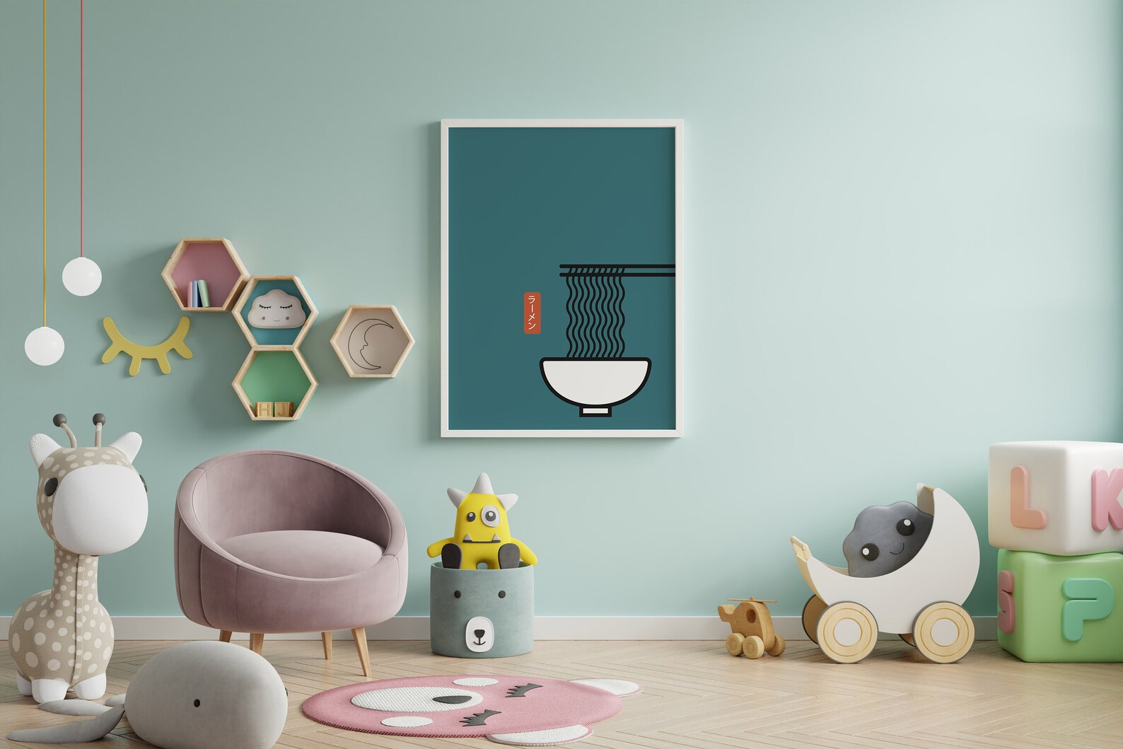 Blue Ramen Bowl Art Print, Kitchen Wall Art Décor, Ramen Room Décor ...