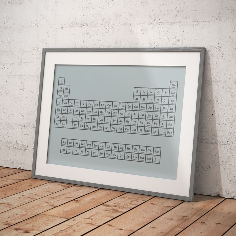 Grey and Baby Blue Periodic Table of Elements Print | Minimalist Style ...