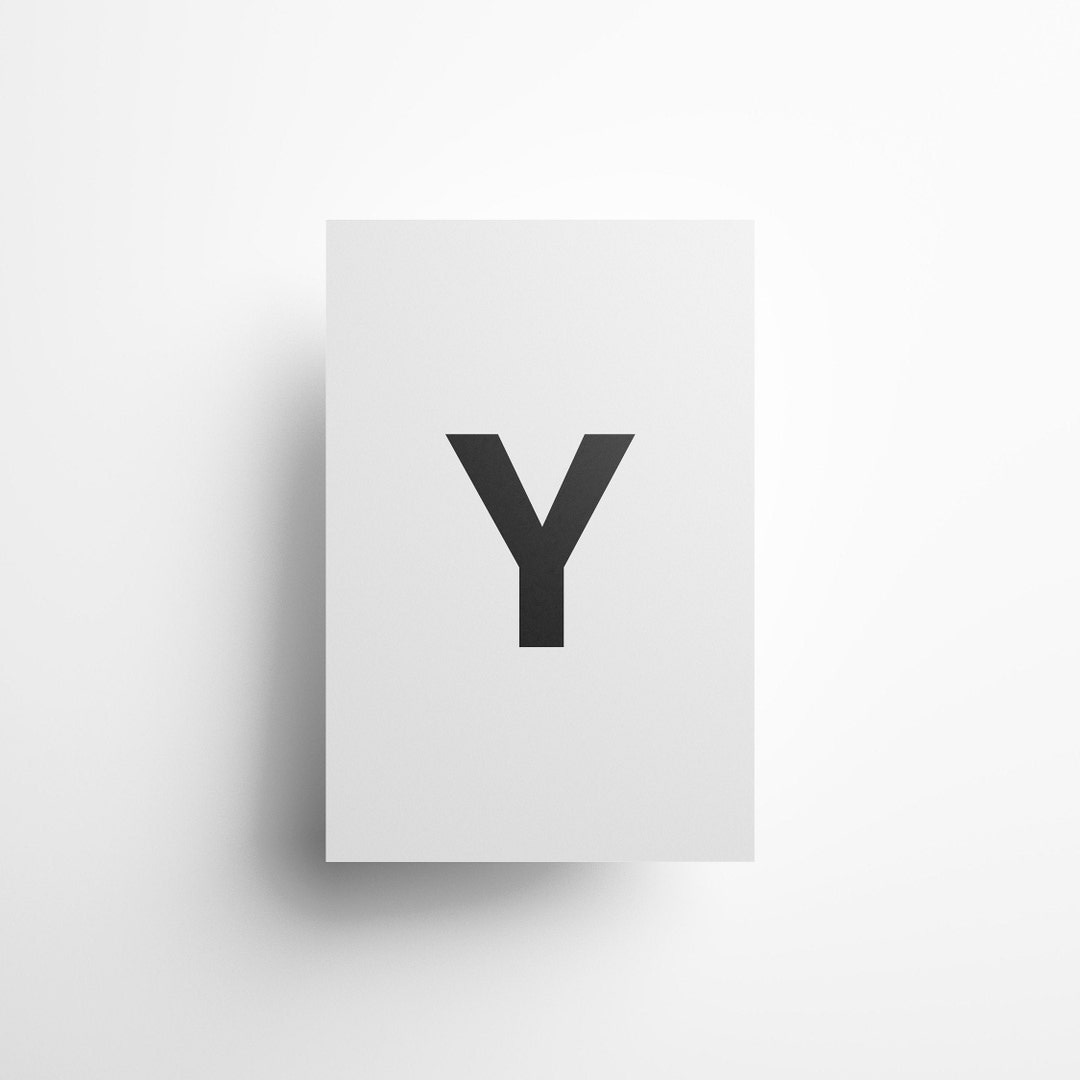 Helvetica Letter Y Print | Black and White Minimalist - Etsy