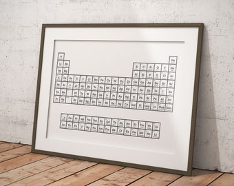 White and Grey Periodic Table of Elements Print | Minimalist Style - Etsy