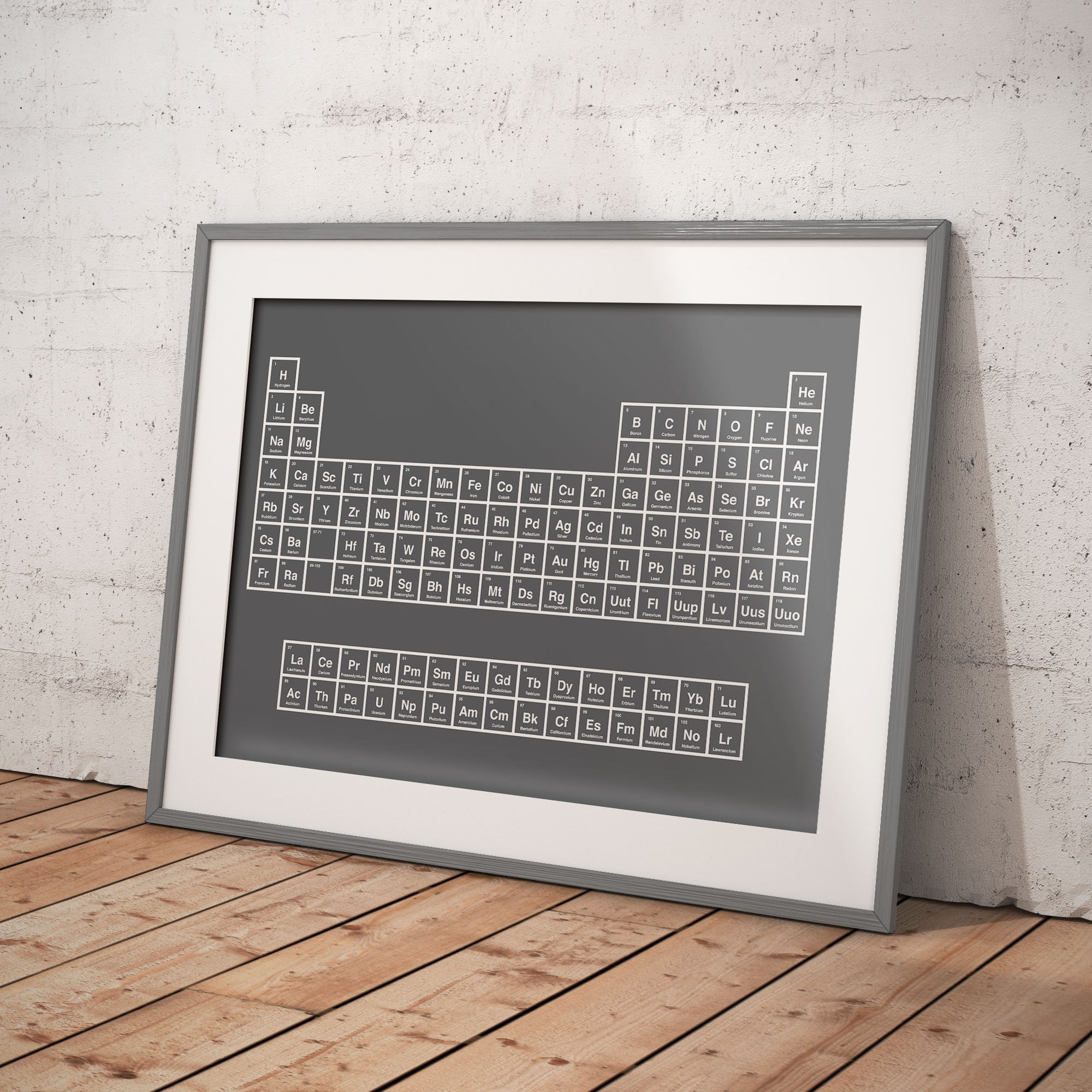 White and Grey Periodic Table of Elements Print | Minimalist Style - Etsy