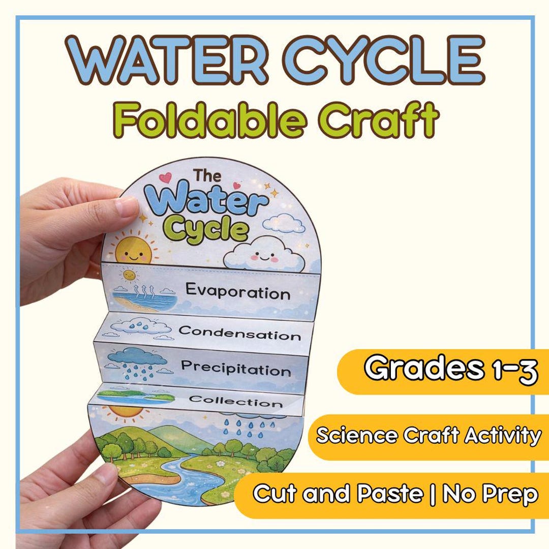 Water Cycle Foldable Craft Printable, Science Activity Worksheet ...