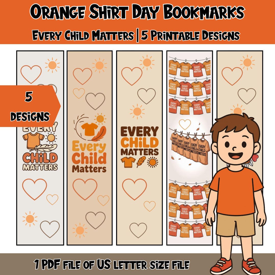 Orange Shirt Day Bookmarks | Every Child Matters Printable PDF File - Etsy
