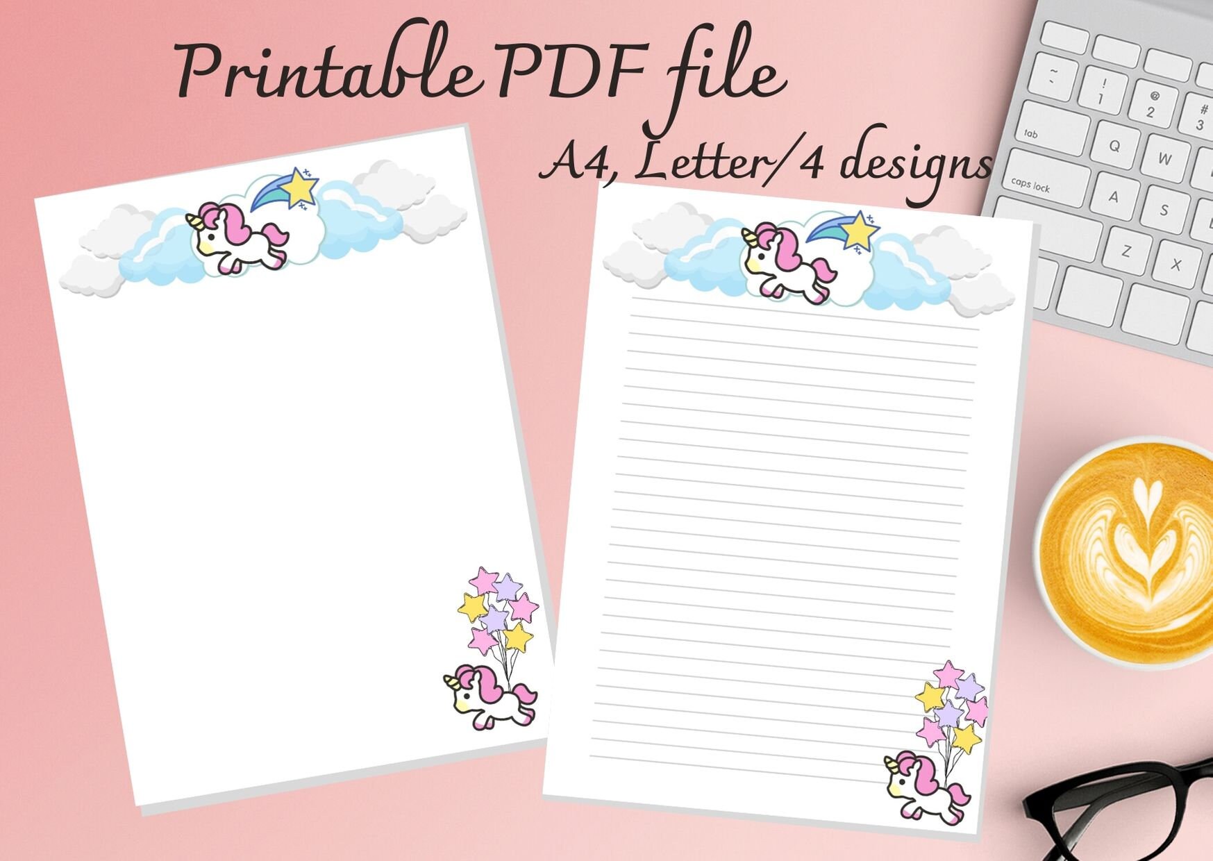 Unicorn Printable Paper Printable Writing Paper Printable | Etsy