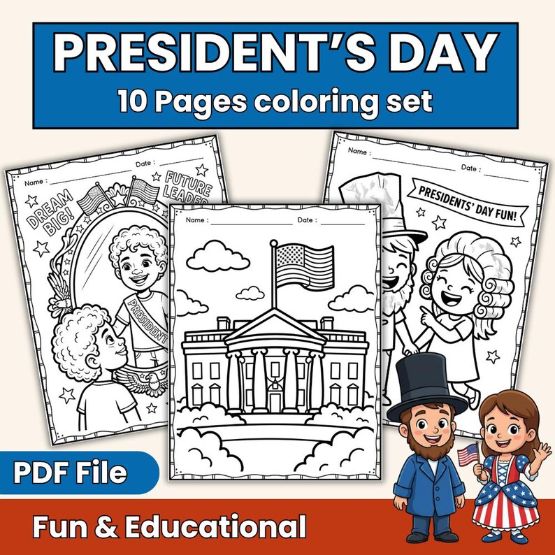 Presidents Day Coloring Pages Kids, Printable February Activity ...