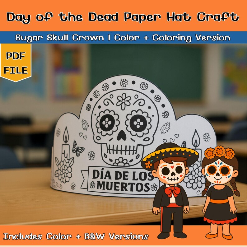 Day of the Dead Paper Hat Craft | Sugar Skull Crown | Día De Los ...