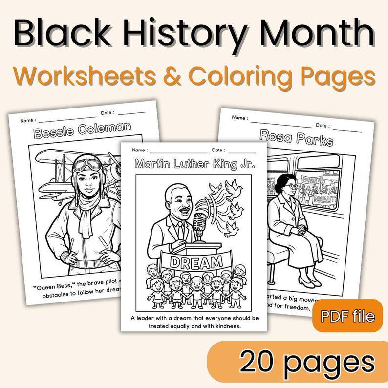 Black History Month Worksheets & Coloring Pages for Kids | Inspiring ...