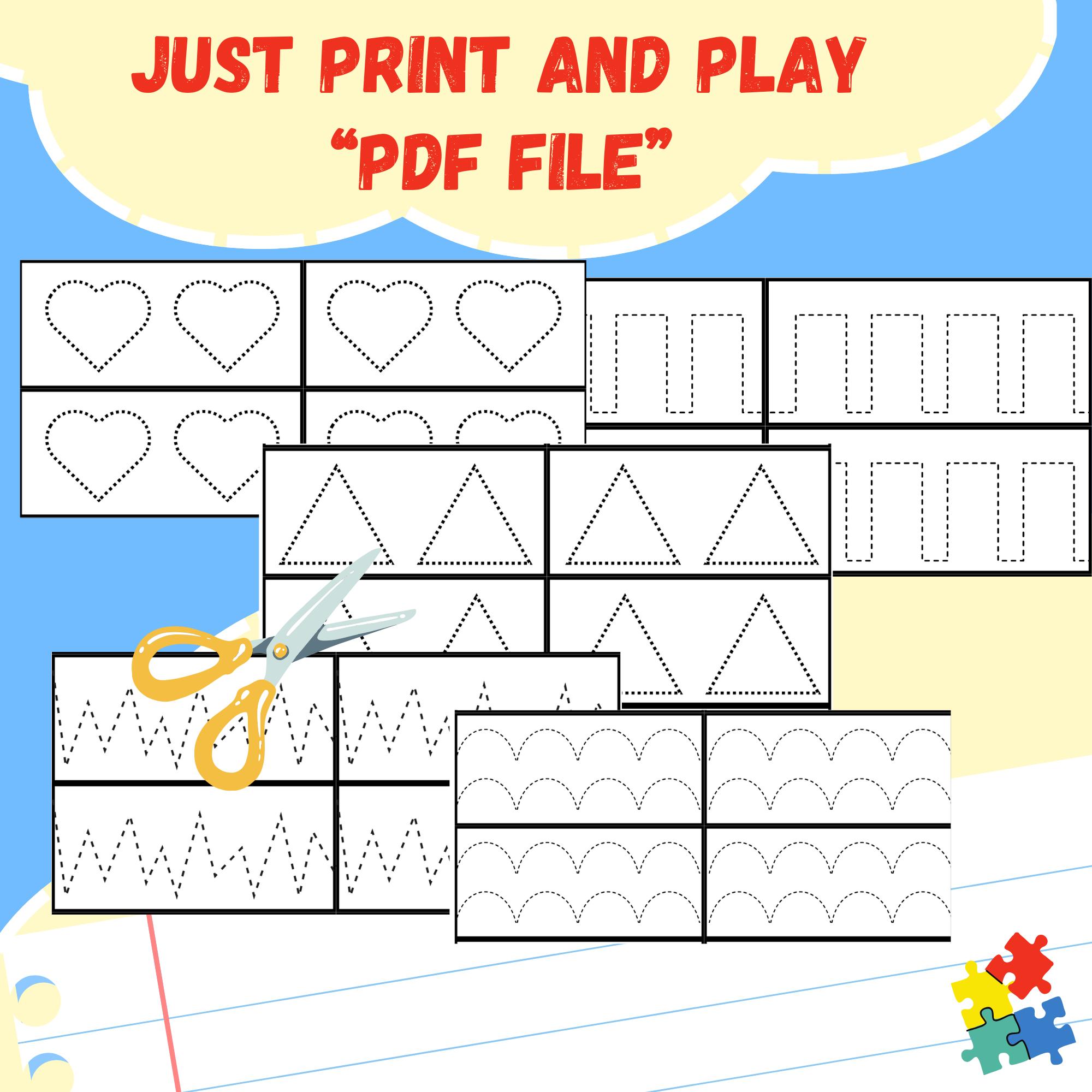 Printable PDF File, Scissor Cutting Practice Worksheet, Preschool ...