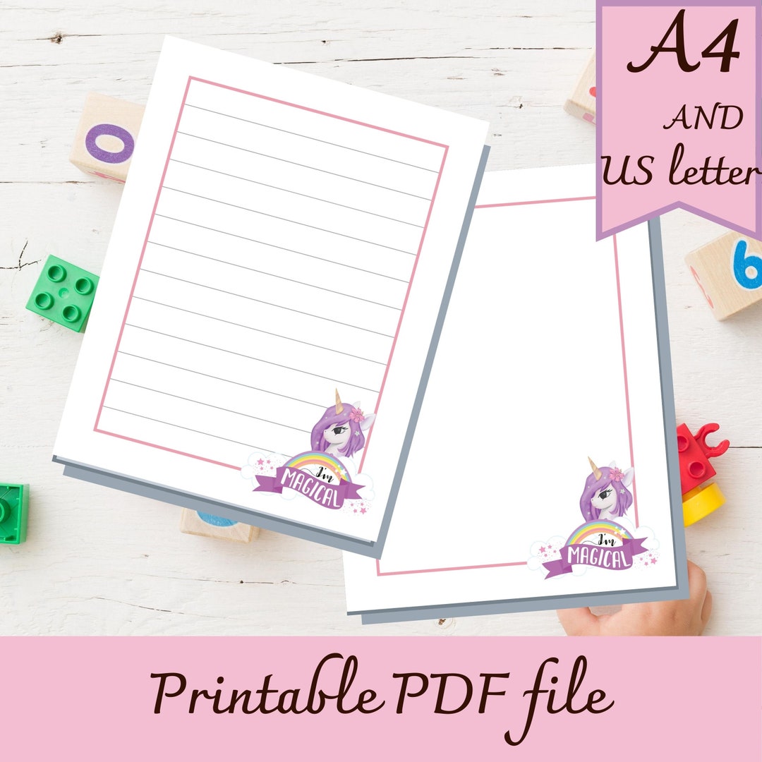 Unicorn Printable Paper, Printable Writing Paper, Printable Letter ...