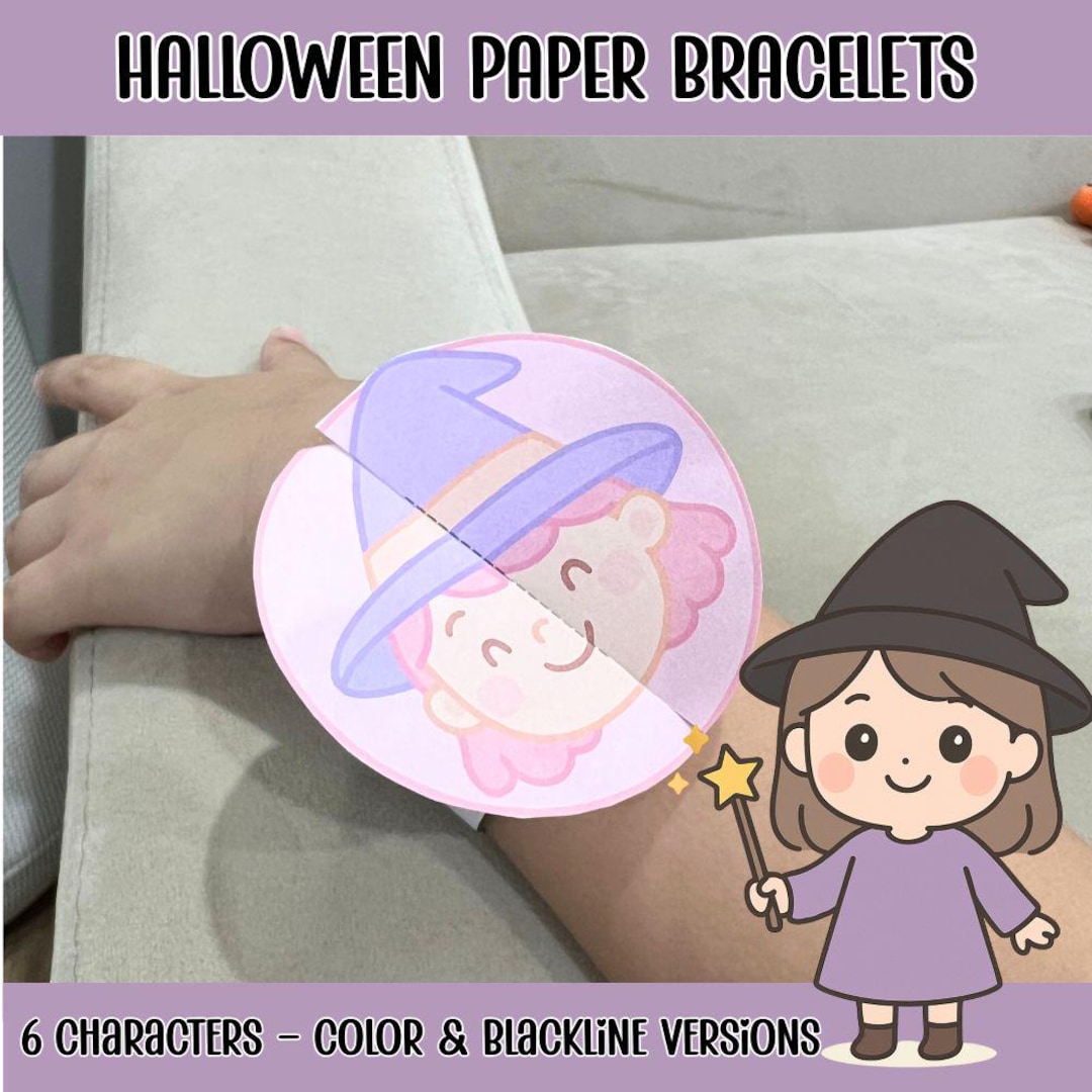 Halloween Paper Bracelets PDF Kids Activity, 6 Cute Characters ...