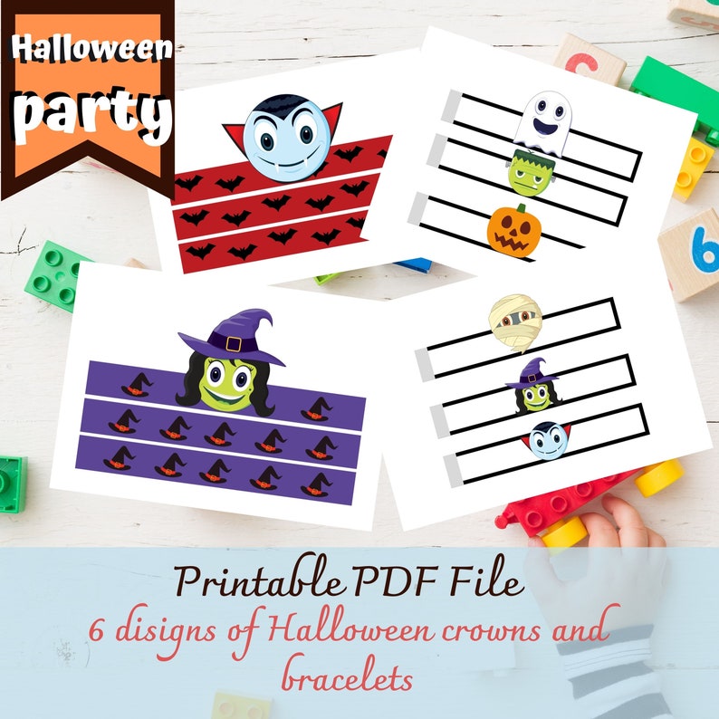 Halloween Crown and Bracelet Printable PDF File, Printable Crown for ...