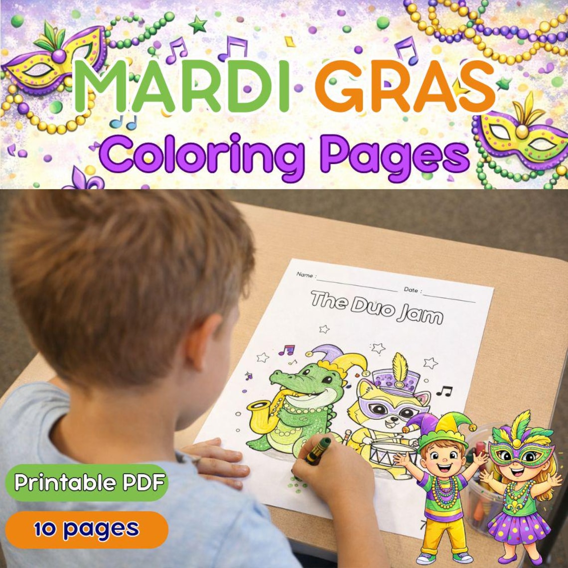 Mardi Gras Coloring Pages for Kids | Mardi Gras Activities | Printable ...