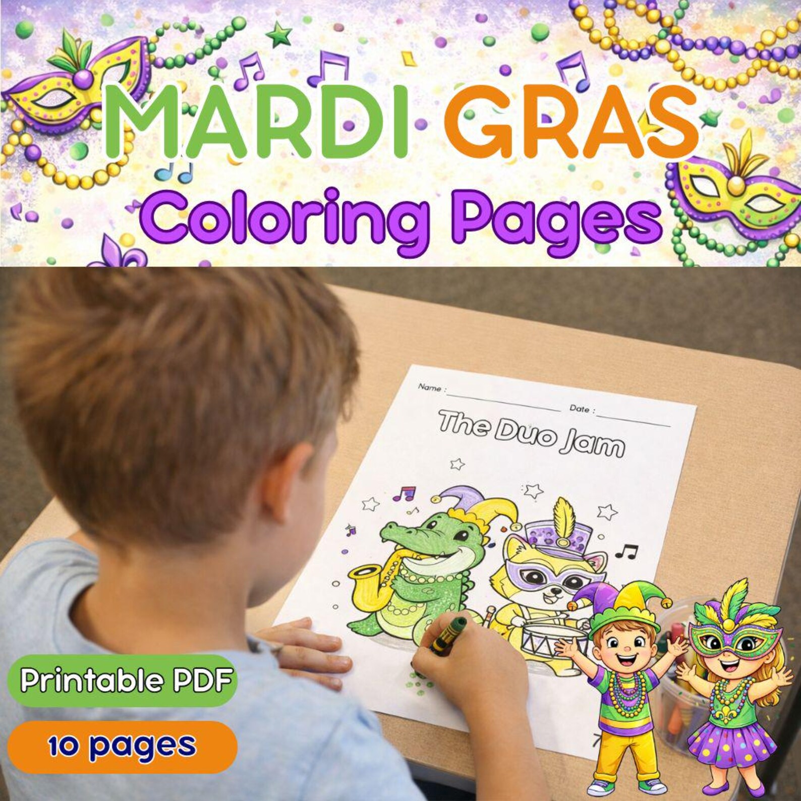 Mardi Gras Coloring Pages for Kids | Mardi Gras Activities | Printable ...