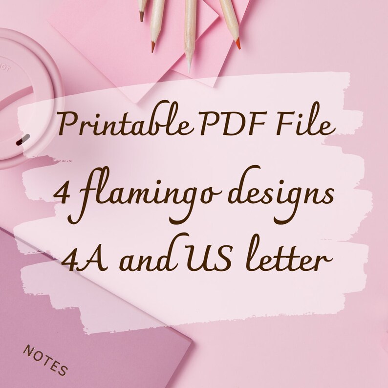 Flamingo Writing Paper, Printable Stationary, Printable Paper, Note ...