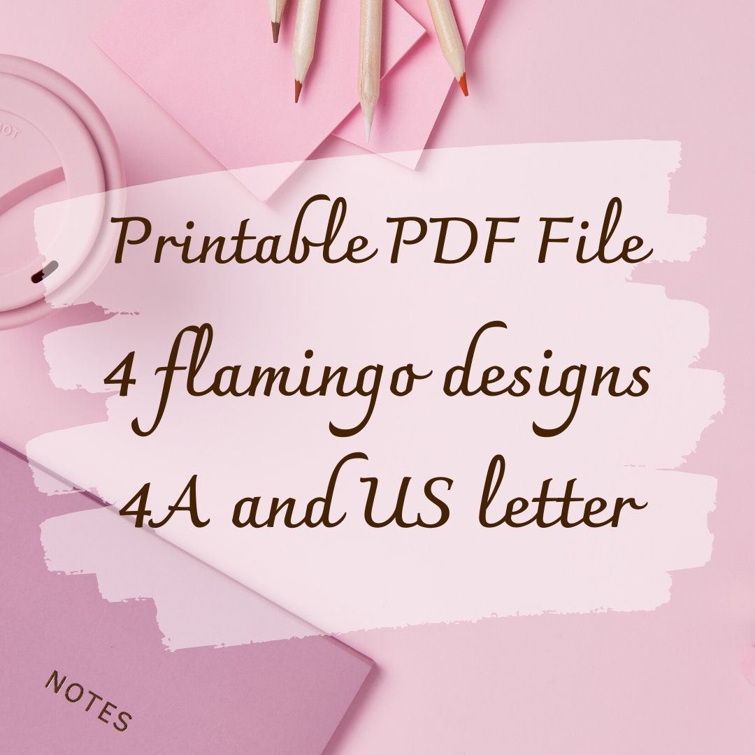 Flamingo Writing Paper, Printable Stationary, Printable Paper, Note ...