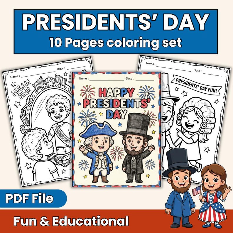 Presidents Day Coloring Pages Kids, Printable February Activity ...
