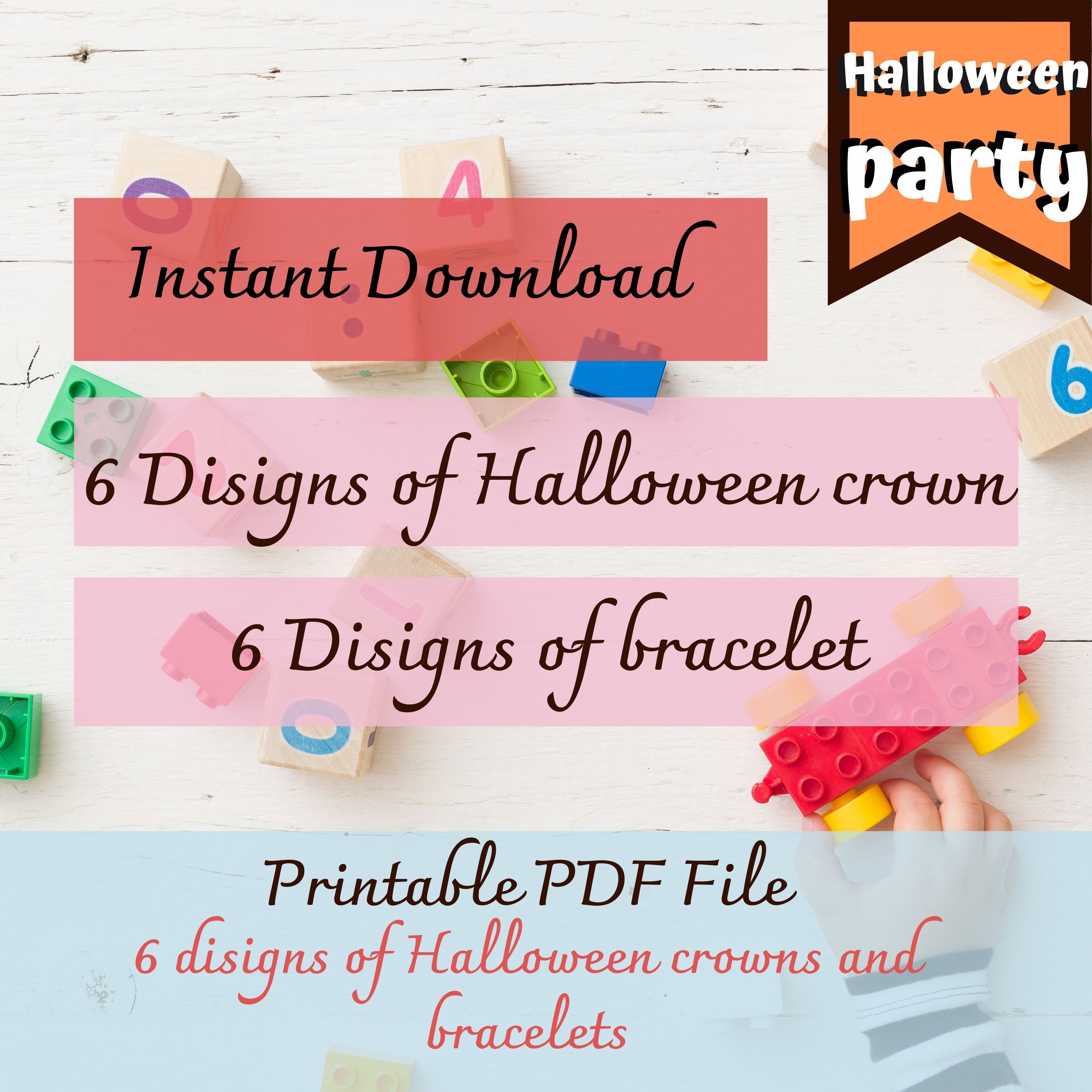 Halloween Crown and Bracelet Printable PDF File, Printable Crown for ...