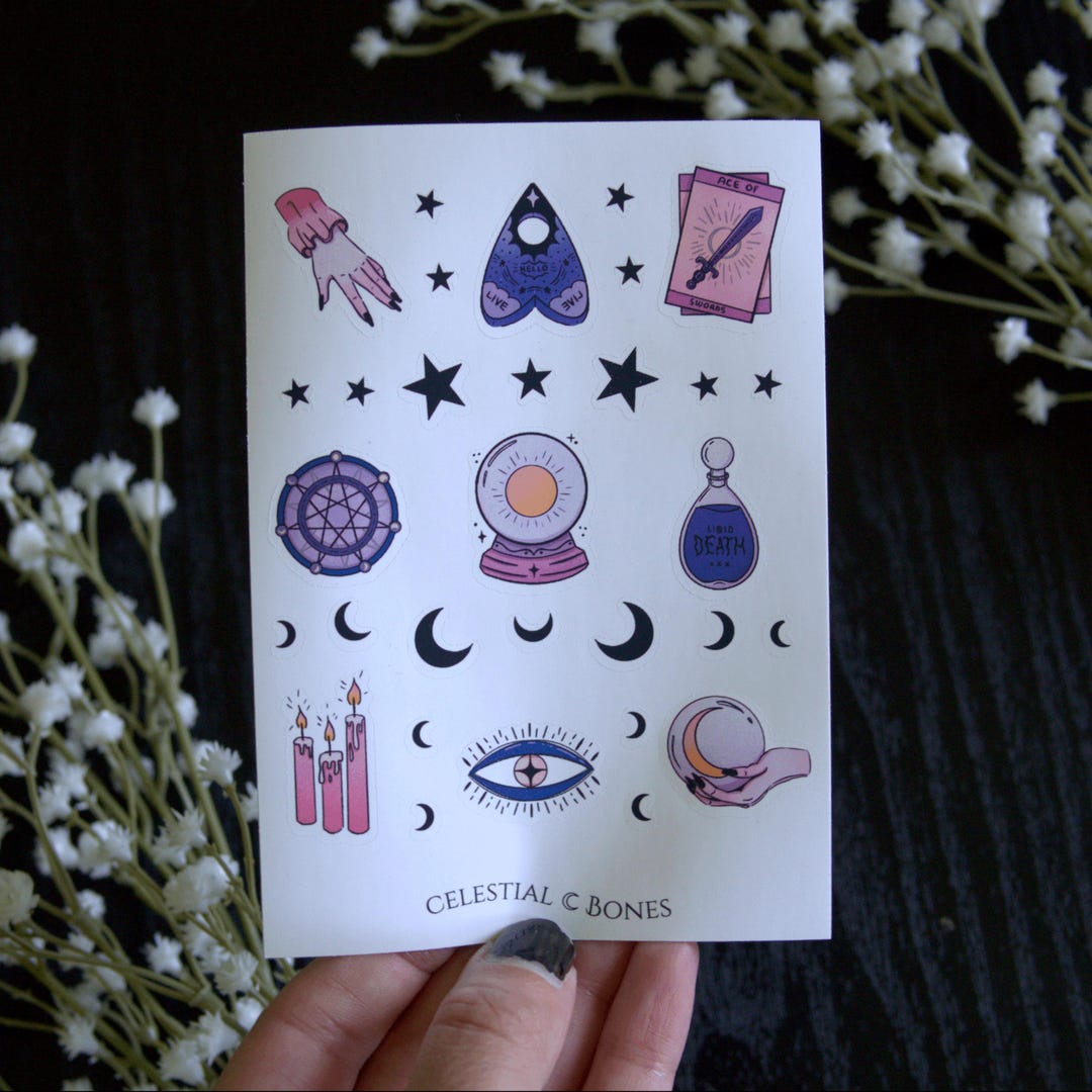 Witch Aesthetic Sticker Sheet: Journal Stickers, Scrapbook, Planner ...