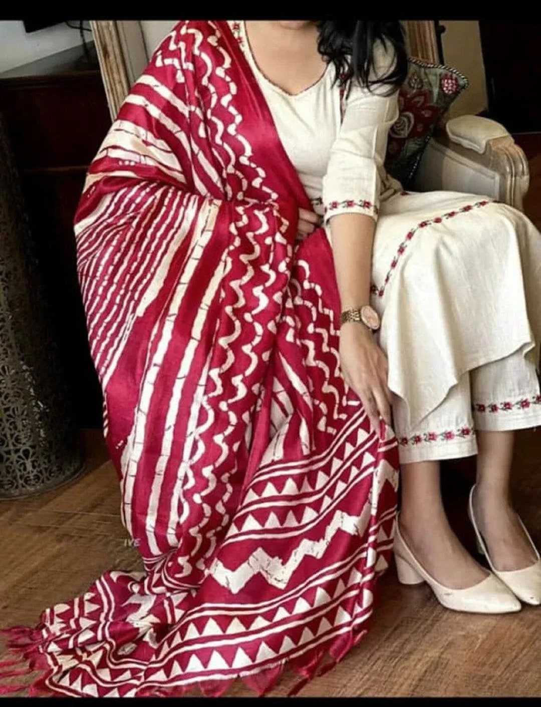 Indian 3 Piece Festive Straight Kurti Pant With Dupatta Set for Women ...